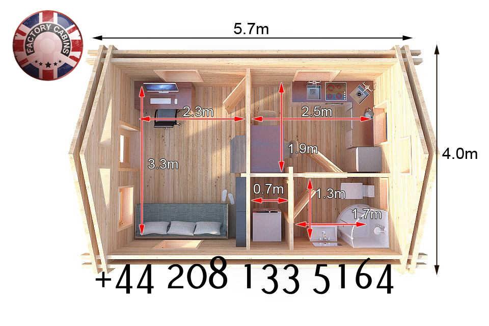 Insulated Log Cabin Twin Skin Tiny House 4.0m x 5.7m- Bespoke