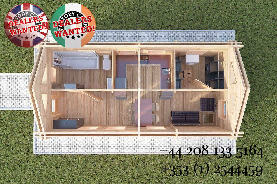 Highly Insulated Micro Studio Log Cabin – Tiny House 4.0m x 8.0m – FC ...