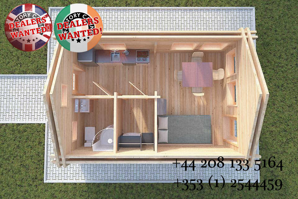 Highly Insulated Micro Studio Log Cabin – Tiny House 4.0m x 5.7m – FC ...